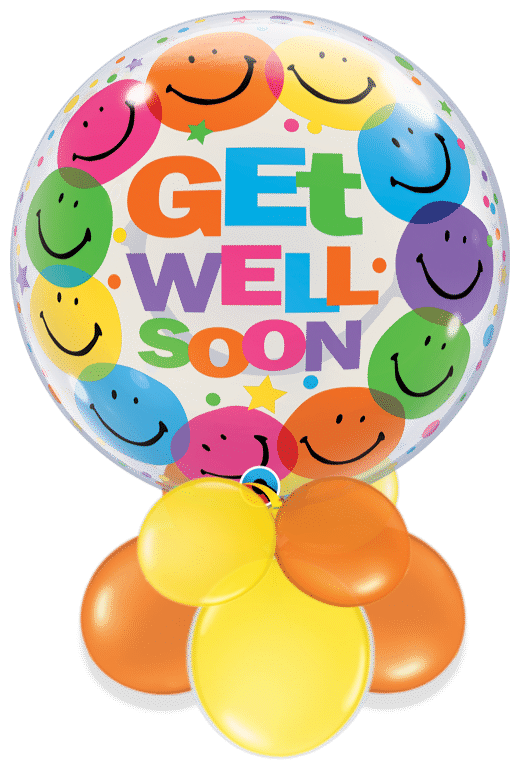 Get Well Soon Smiley Faces Bubble Balloon Delivery - Balloon Monkey