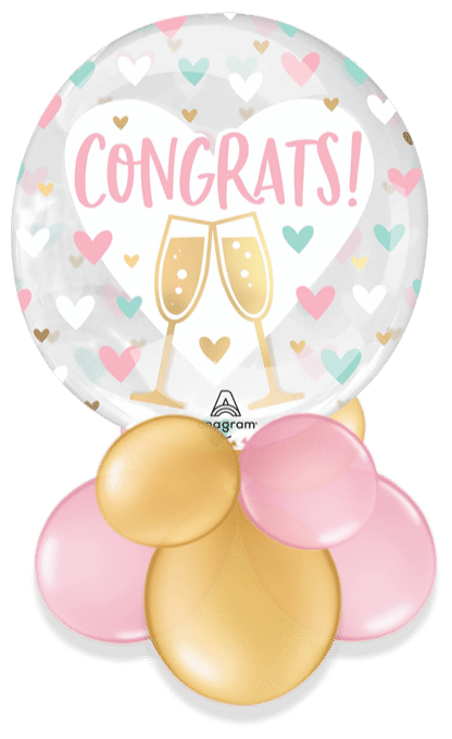 Congrats Hearts Clear Bubble Balloon Delivery - Balloon Monkey