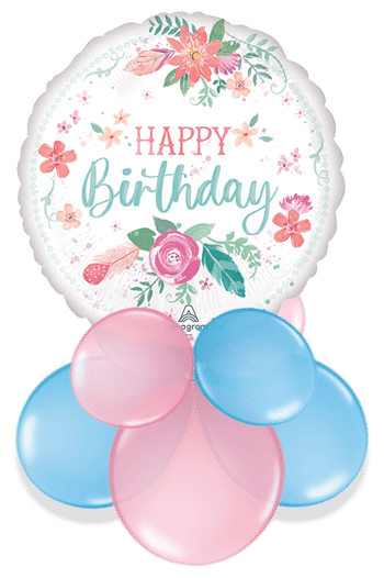 Watercolour Floral Birthday Balloon Delivery - Balloon Monkey